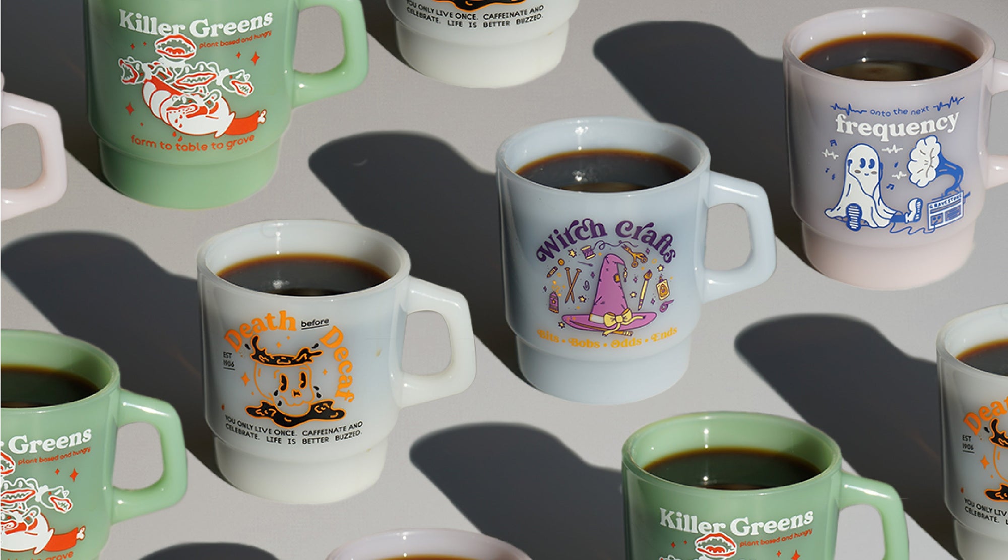 Vintage-Style Milk Glass Mugs | Retro Diner Mugs from Cheerware